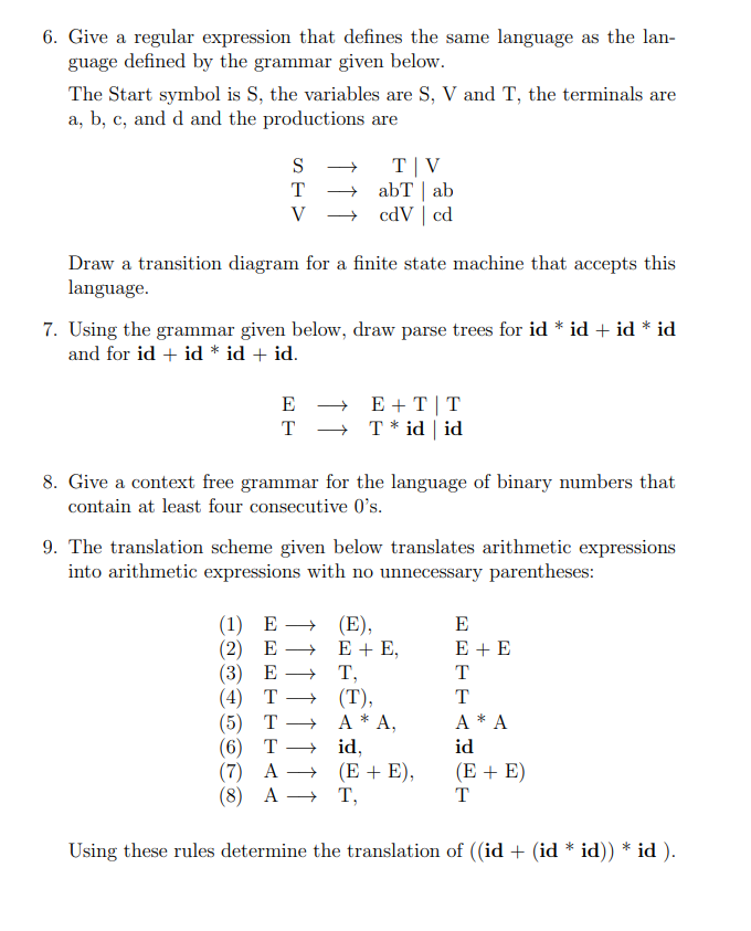 6. Give a regular expression that defines the same | Chegg.com