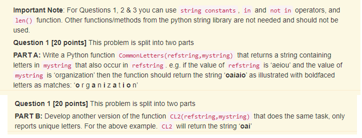 Solved Important Note: For Questions 1, 2 & 3 you can use | Chegg.com