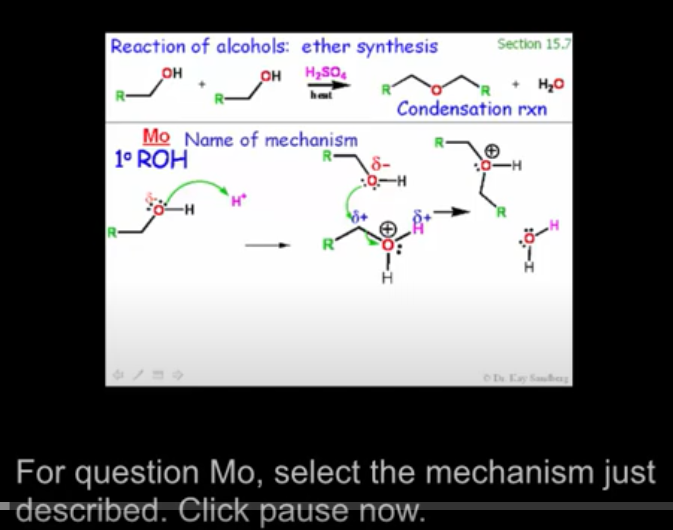 OH Hyso Reaction of alcohols: ether synthesis Section | Chegg.com