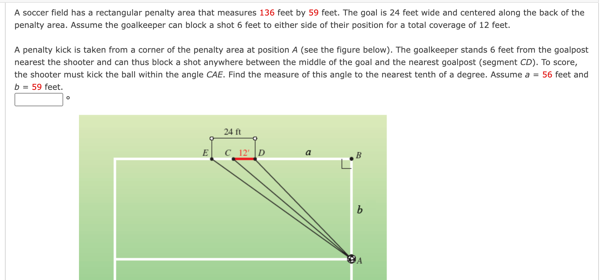Solved A soccer field has a rectangular penalty area | Chegg.com