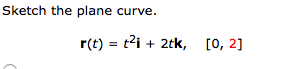 Solved Sketch the plane curve. r(t) = t2 i + 2tk, [0, 2] | Chegg.com
