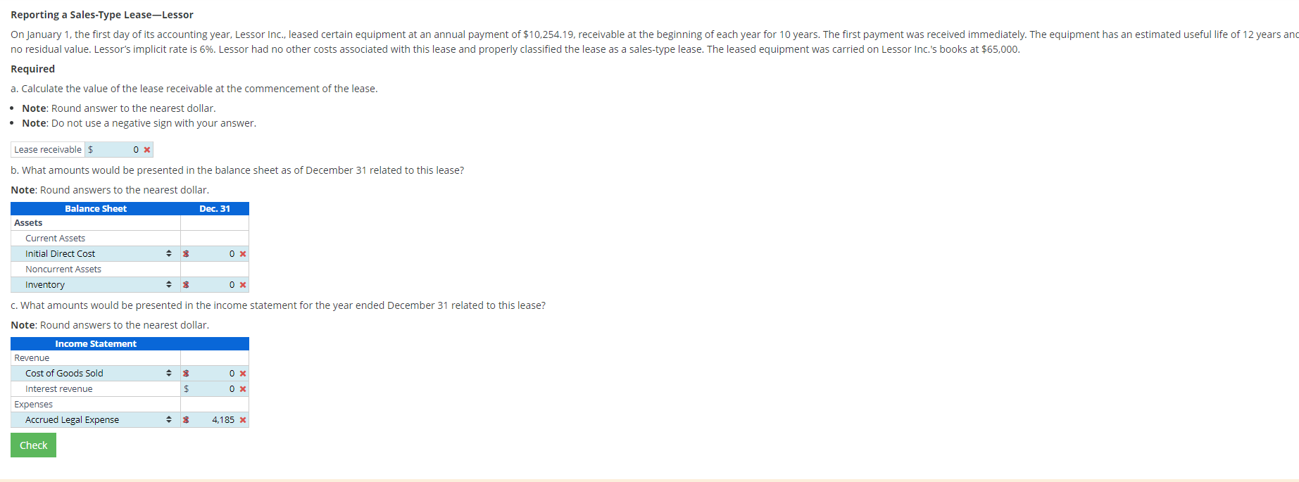 Solved Reporting a Sales-Type Lease-Lessor Required a. | Chegg.com