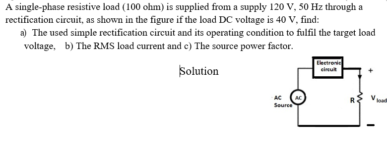 Solved A single-phase resistive load (100 ohm) is supplied | Chegg.com