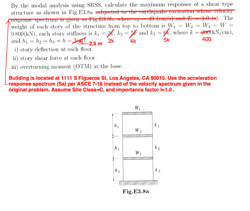 Solved By the modal analysis using SRSS, calculate the | Chegg.com