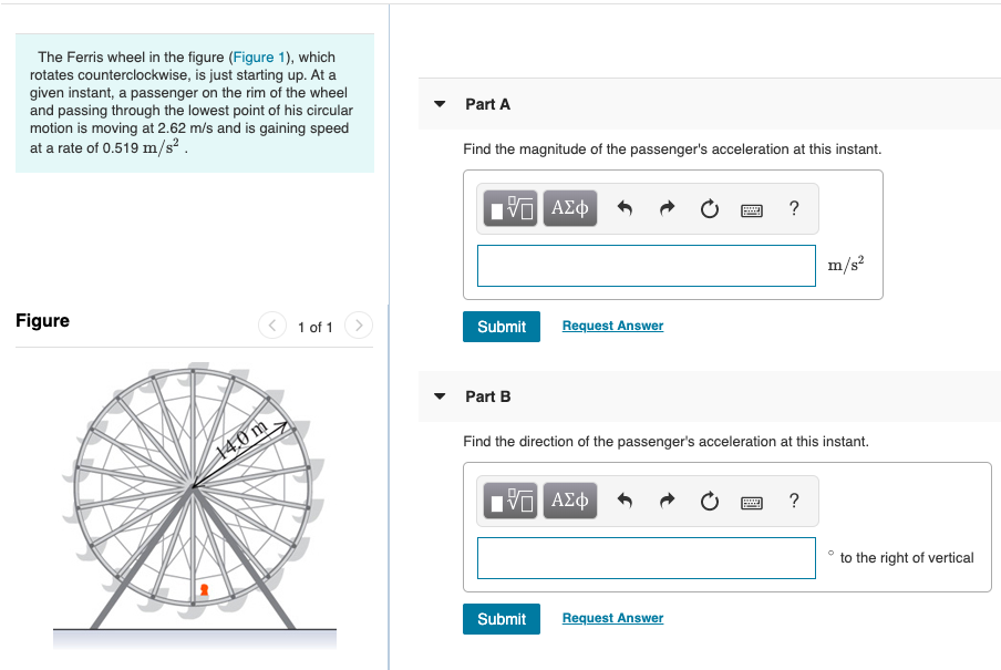 Solved The Ferris wheel in the figure (Figure 1), which | Chegg.com