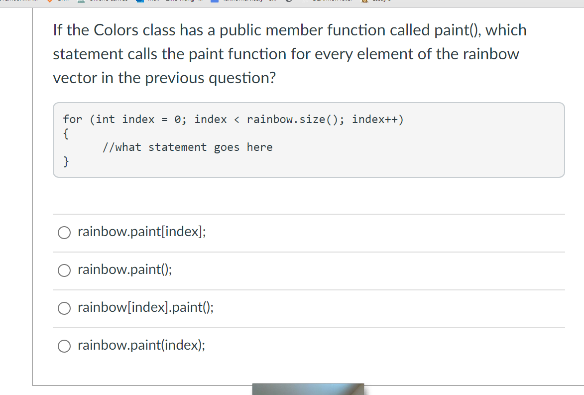 Solved If the Colors class has a public member function | Chegg.com