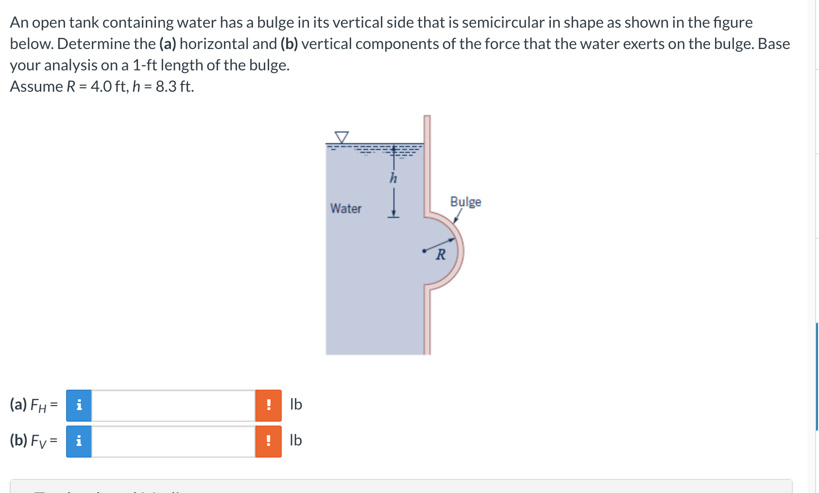 Solved An open tank containing water has a bulge in its | Chegg.com