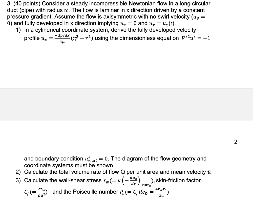 3. (40 points) Consider a steady incompressible | Chegg.com