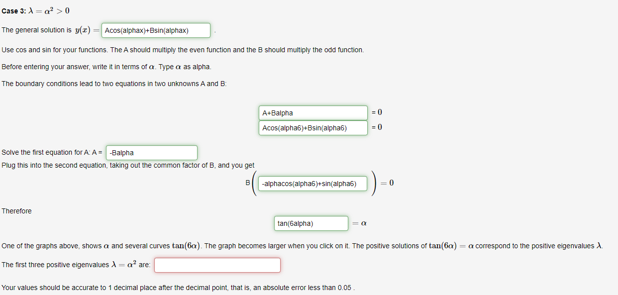 Solved Case 3:λ=α2>0 The general solution is y(x)= Jse cos | Chegg.com