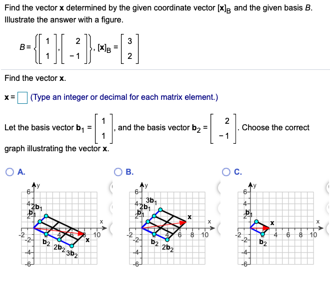Solved Find the vector x determined by the given coordinate | Chegg.com