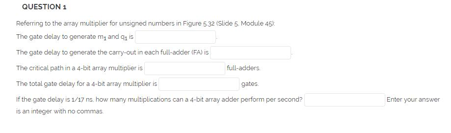 Solved Referring to the array multiplier for unsigned | Chegg.com