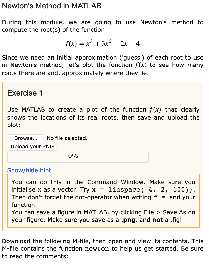Solved Newton's Method in MATLAB During this module, we are | Chegg.com