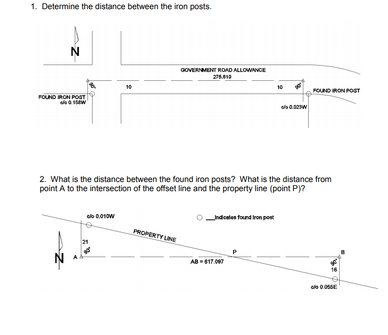 Solved 1. Determine the distance between the iron posts. | Chegg.com