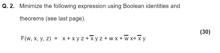 Solved Q. 2. Minimize the following expression using Boolean | Chegg.com