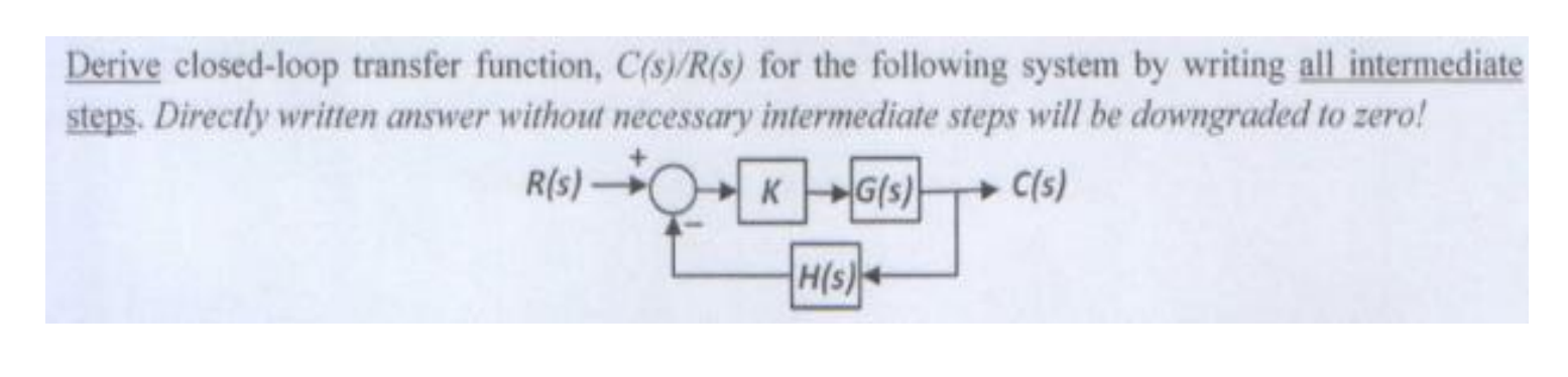 Solved Derive closed-loop transfer function, C($)/R(s) for | Chegg.com