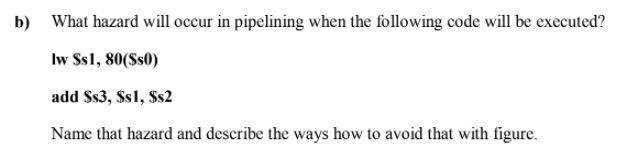Solved b) What hazard will occur in pipelining when the | Chegg.com