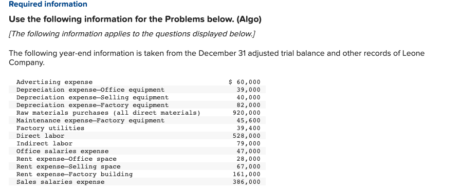 Solved Problem 14-3A (Algo) Schedule of cost of goods | Chegg.com