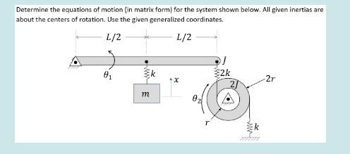 Solved Determine the equations of motion (in matrix form) | Chegg.com