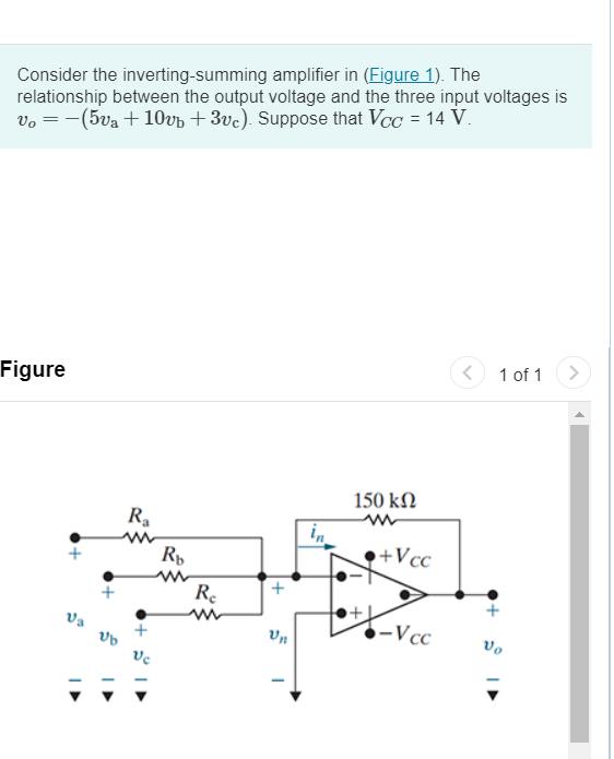 Solved 1.Find the values of Ra, Rb, and Rc2.Suppose vb = -3 | Chegg.com