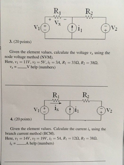Solved 3. (20 points) Given the element values, calculate | Chegg.com