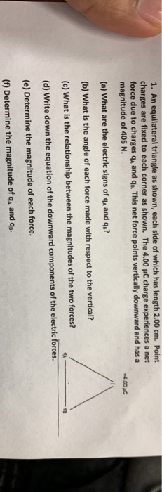 Solved 1. An equilateral triangle as shown, each side of | Chegg.com