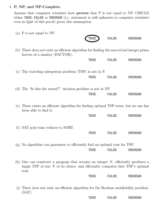 Solved 4. P, NP, and NP-Complete. Assume that computer | Chegg.com