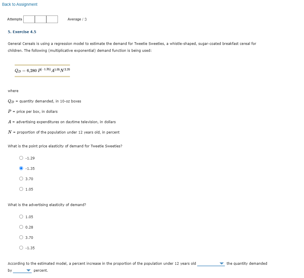 Solved Back to Assignment Attempts Average / 3 5. Exercise | Chegg.com