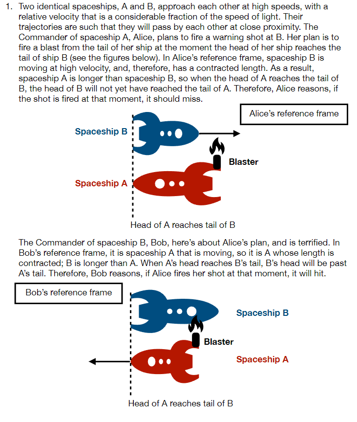Solved Two identical spaceships, A and B, ﻿approach each | Chegg.com