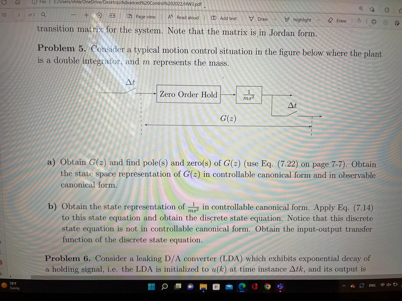 Figure 7 1 Continuous Time State Space System