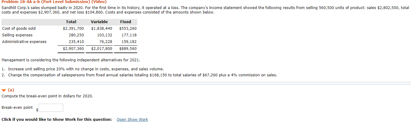 Solved Problem 18-4A a-b (Part Level Submission) (video) | Chegg.com