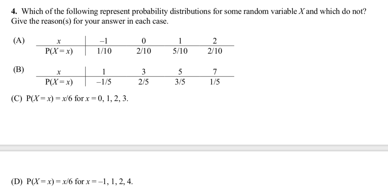 Solved 4. Which of the following represent probability | Chegg.com