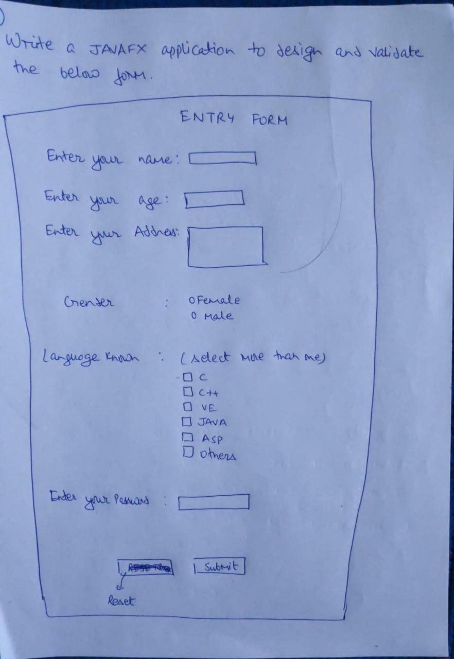 Solved Write the below form. a JAVAFX application to design | Chegg.com