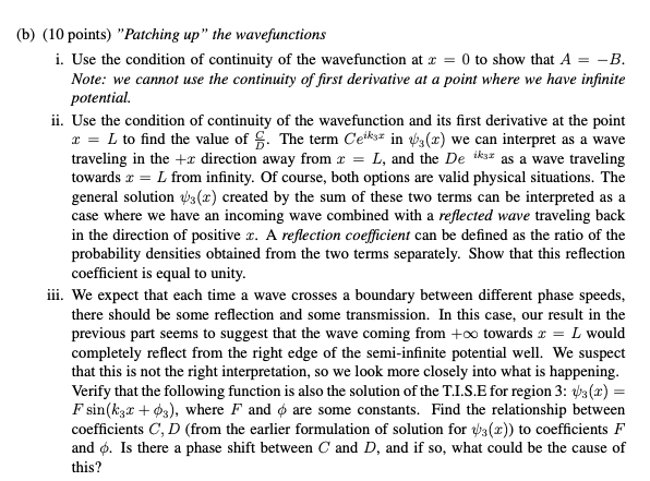 Solved (15 points) Encounter with a semi-infinite potential | Chegg.com