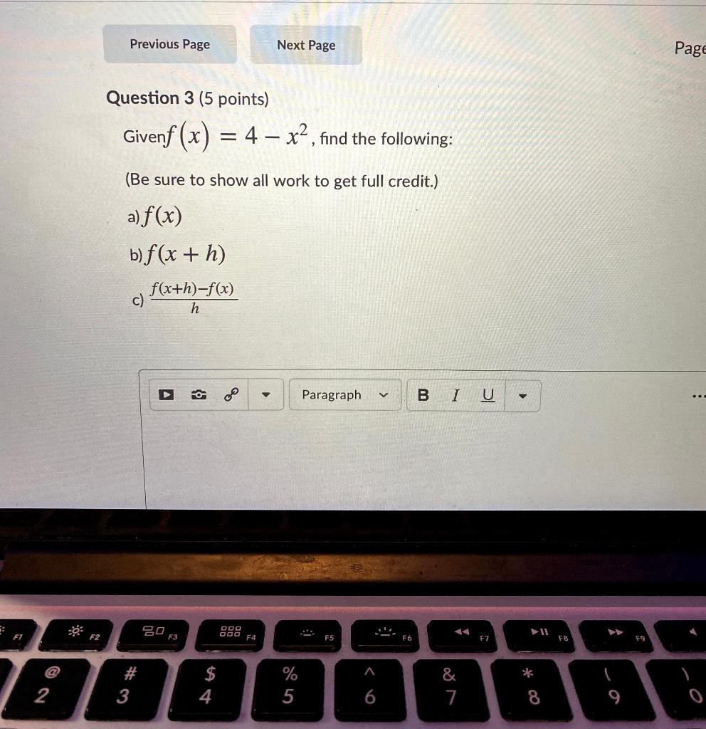 Solved Previous Page Next Page Page Question 3 (5 points) | Chegg.com