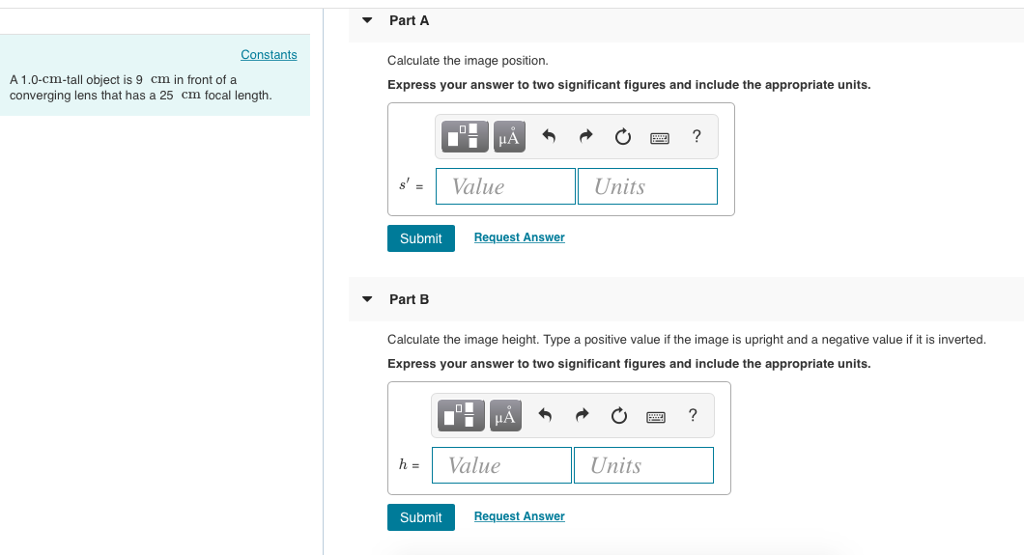 Solved Part A Constants Calculate the image position. | Chegg.com