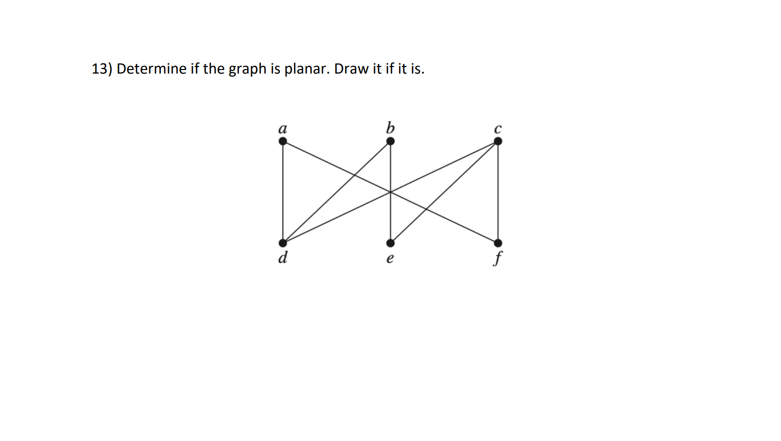 Solved 13) Determine if the graph is planar. Draw it if it | Chegg.com