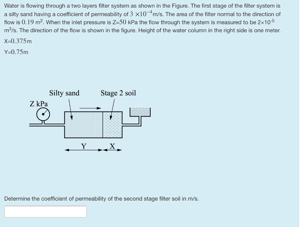 Solved Water is flowing through a two layers filter system | Chegg.com