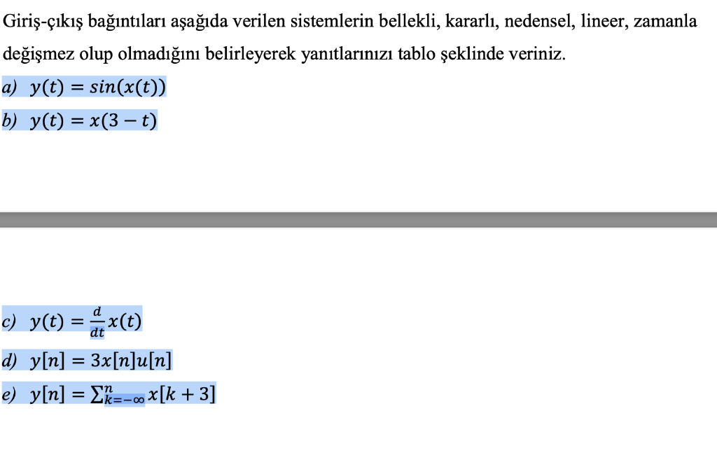 Determine whether the systems whose input-output | Chegg.com