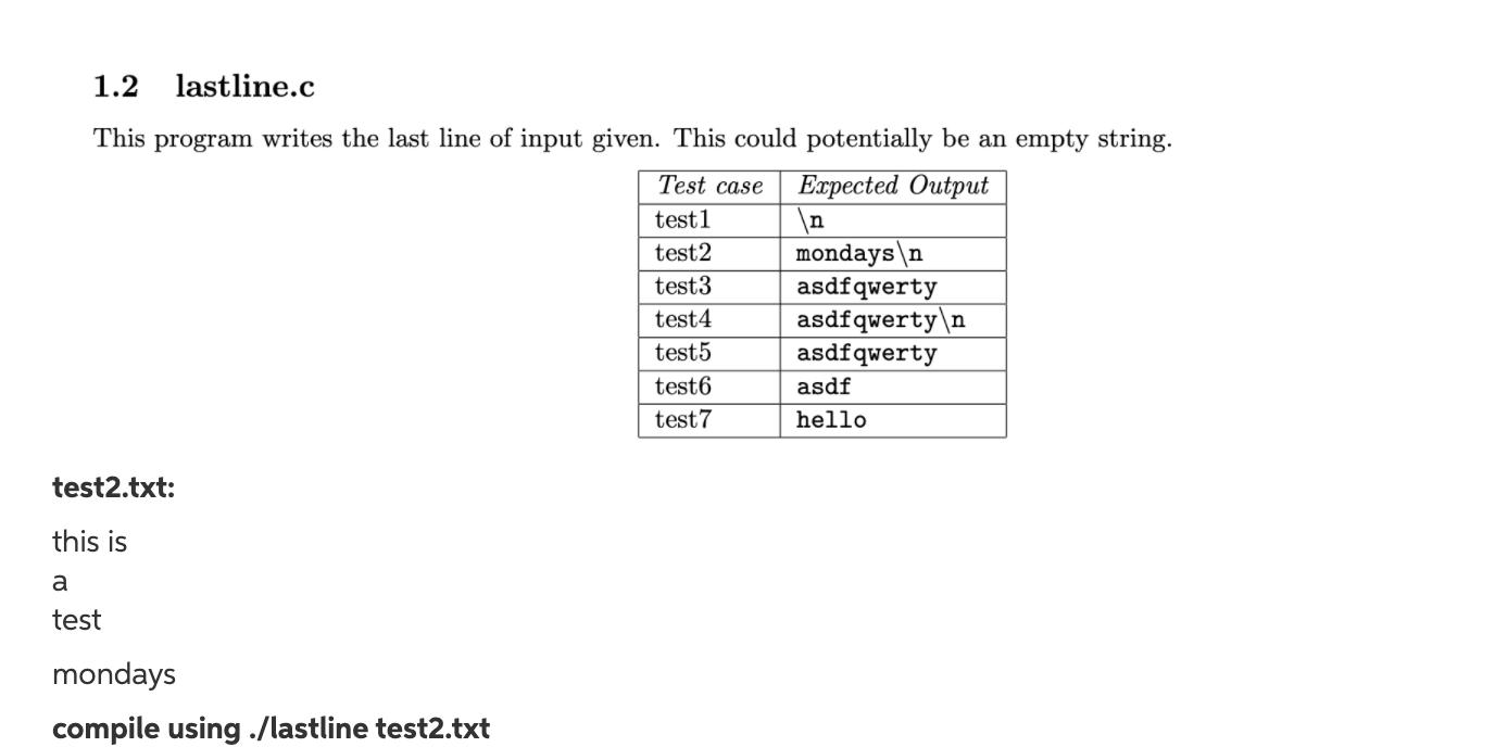 Solved 1.2 lastline.c This program writes the last line of | Chegg.com