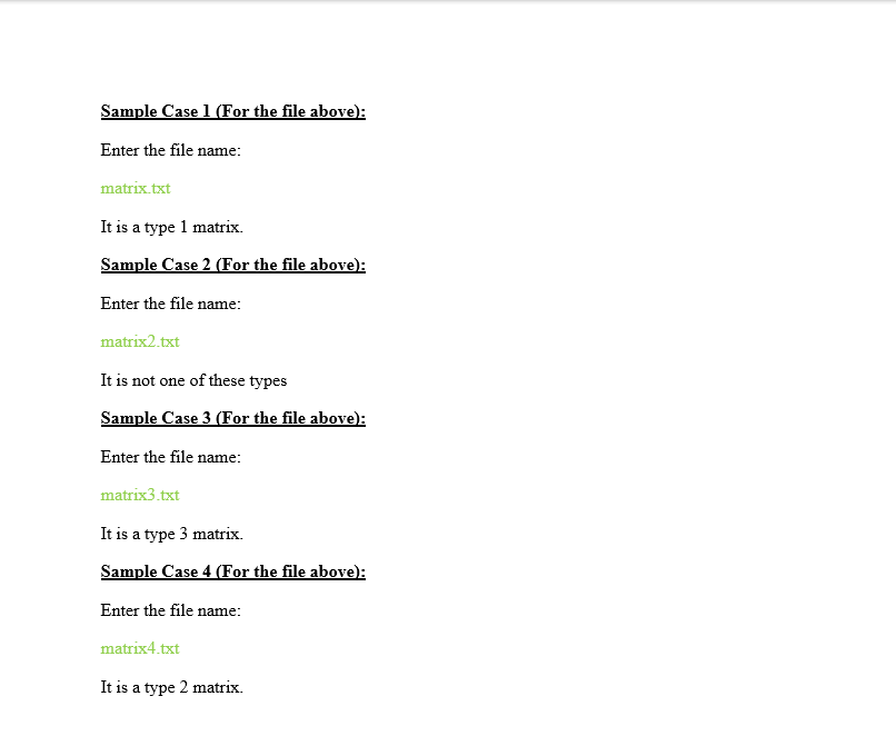 Solved A matrix will be read from the matrix.txt file. Then, | Chegg.com