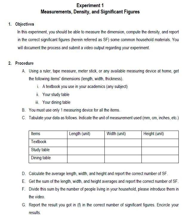 Solved 1. Objectives In this experiment, you should be able | Chegg.com