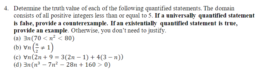 Solved 4. Determine the truth value of each of the following | Chegg.com