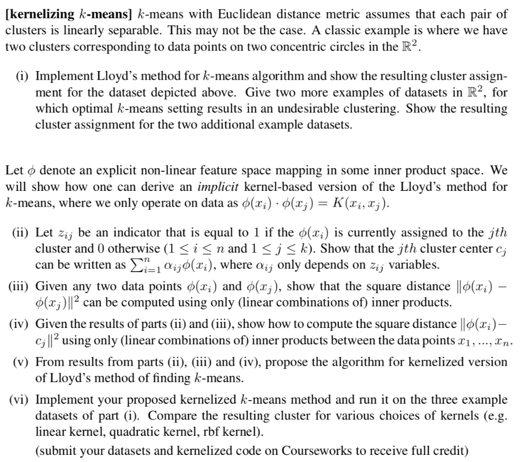 [kernelizing k-means] k-means with Euclidean distance | Chegg.com