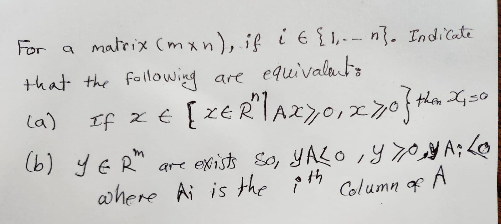 Solved For a matrix (m×n), if i∈{1,…n}. Indicate that the | Chegg.com