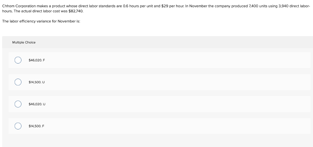 Solved Chhom Corporation makes a product whose direct labor | Chegg.com