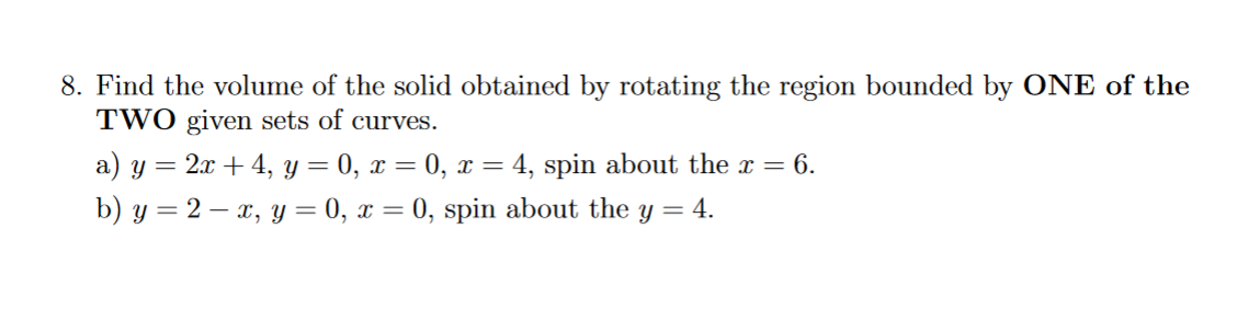 8. Find the volume of the solid obtained by rotating | Chegg.com