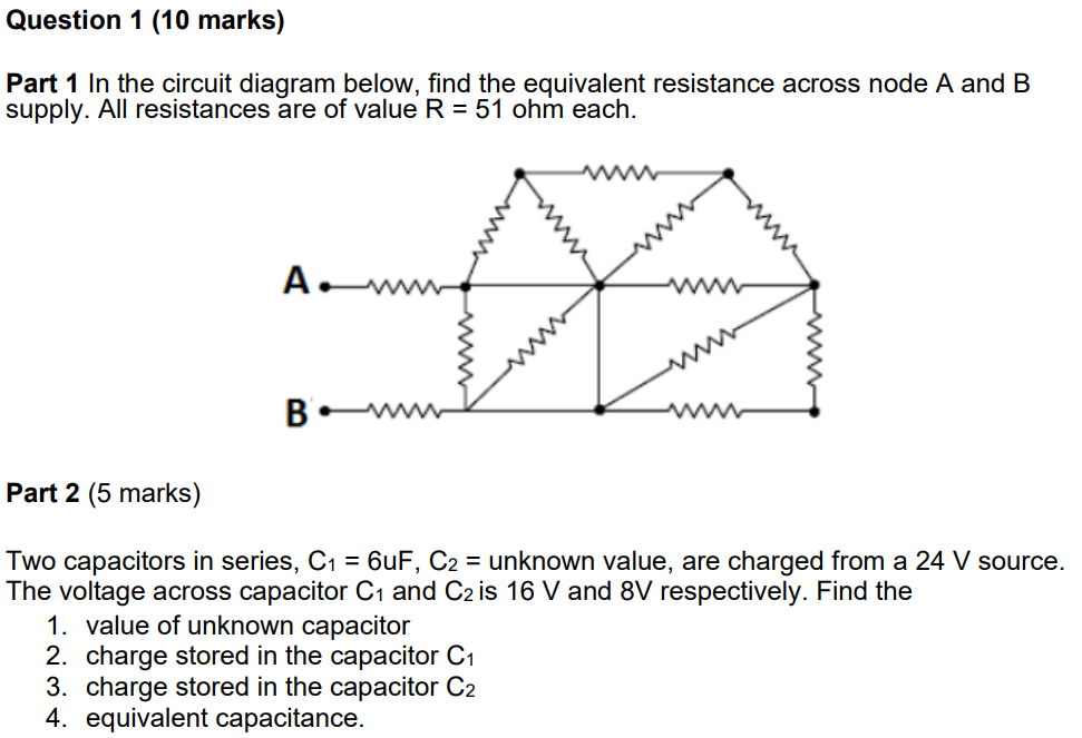 Solved Part 1 In the circuit diagram below, find the | Chegg.com
