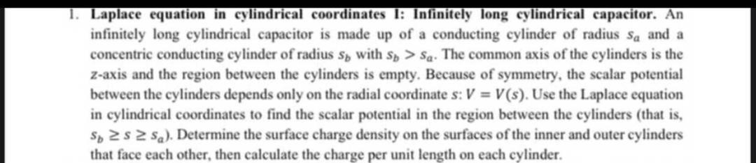 Solved 1. Laplace equation in cylindrical coordinates 1: | Chegg.com