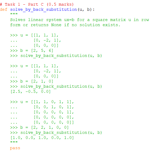 Task 1: Gaussian Elimination for Singular Matrices | Chegg.com