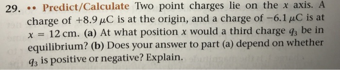 Solved 29. Predict/Calculate Two point charges lie on the x | Chegg.com